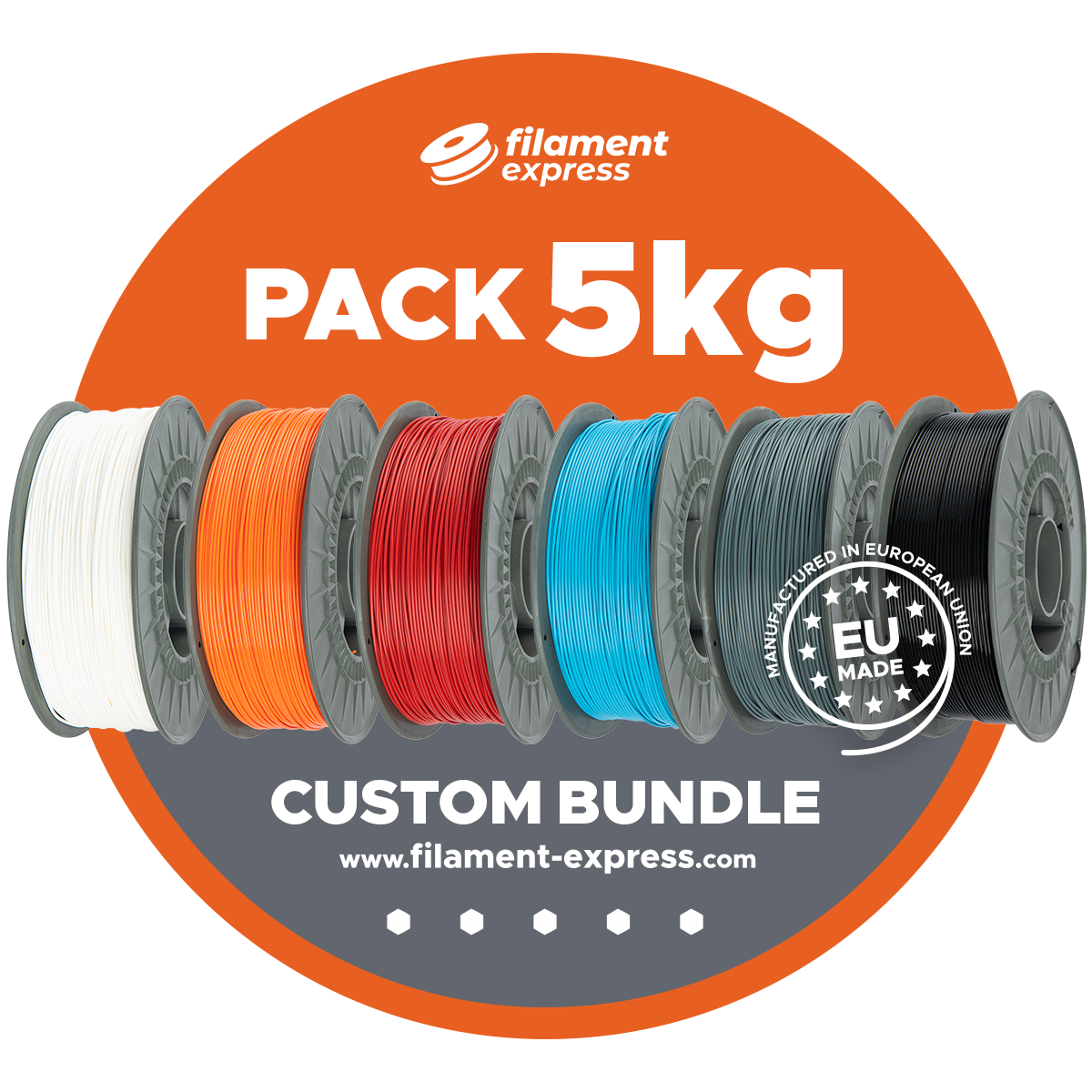 ABS Filament kompatibel mit Bambu Lab günstig im 5kg Paket Farben kom ...